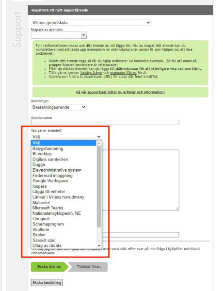 Beställning från Vklass Tjänstekatalog – Vklass kunskapsbank