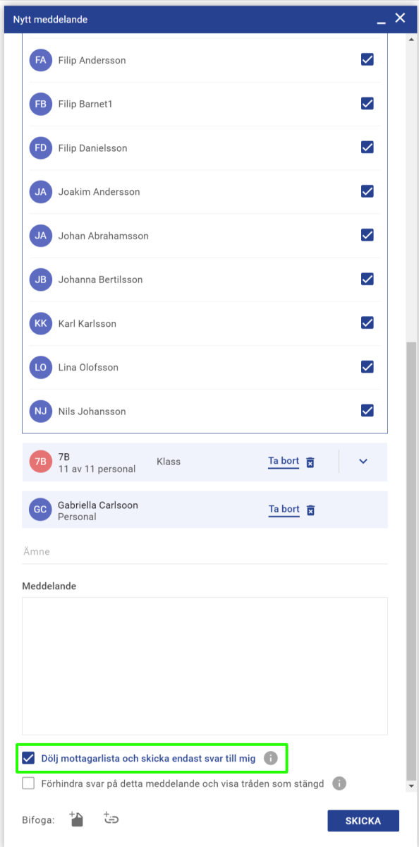 Vklass Nya Meddelandefunktion (Personal) – Vklass kunskapsbank