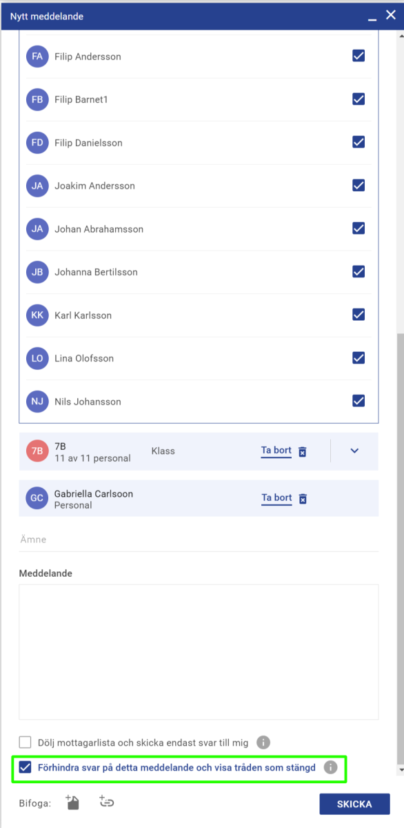 Vklass Nya Meddelandefunktion (Personal) – Vklass kunskapsbank