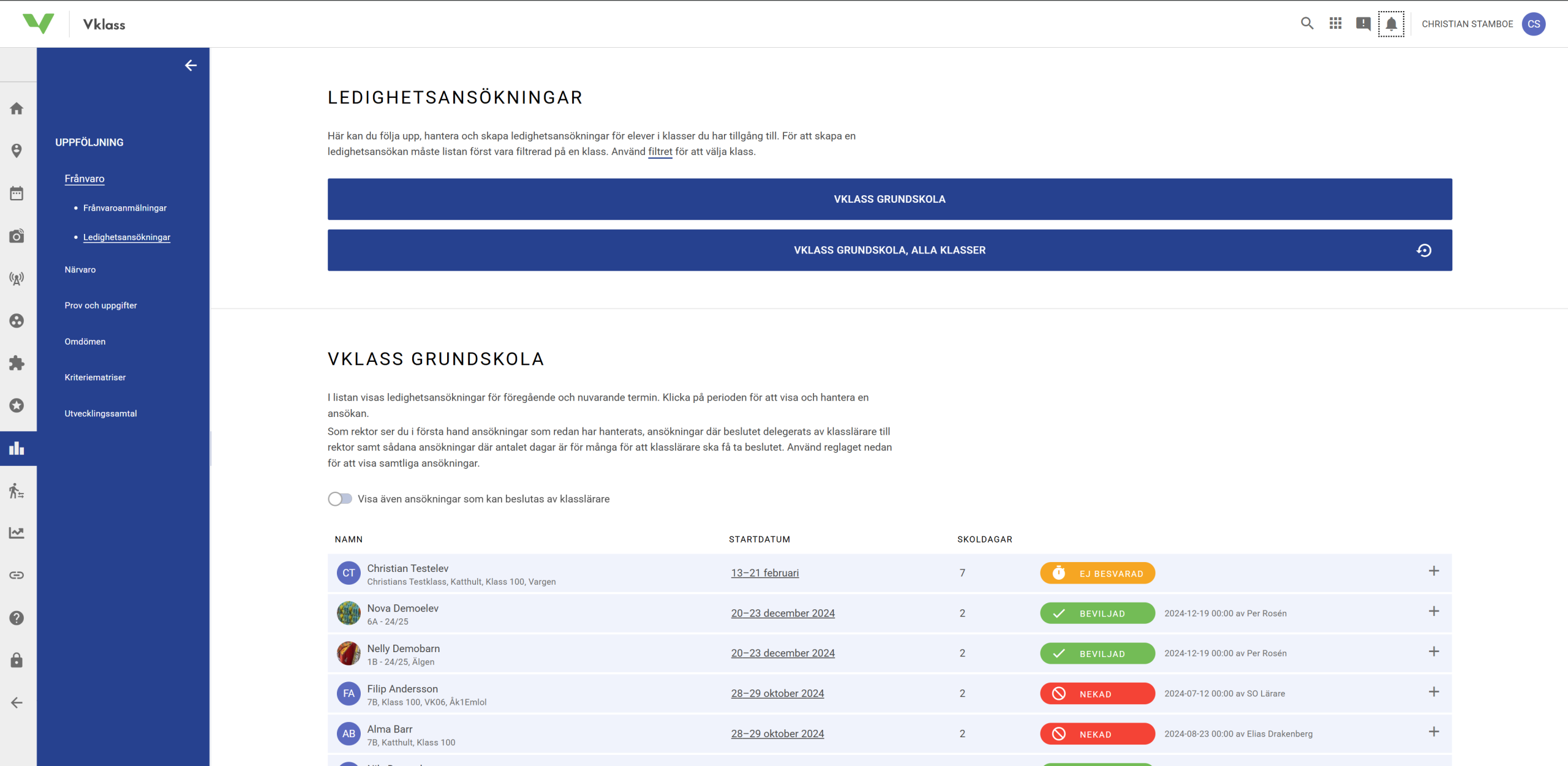 Ledighetsansökan V2 – Vklass kunskapsbank