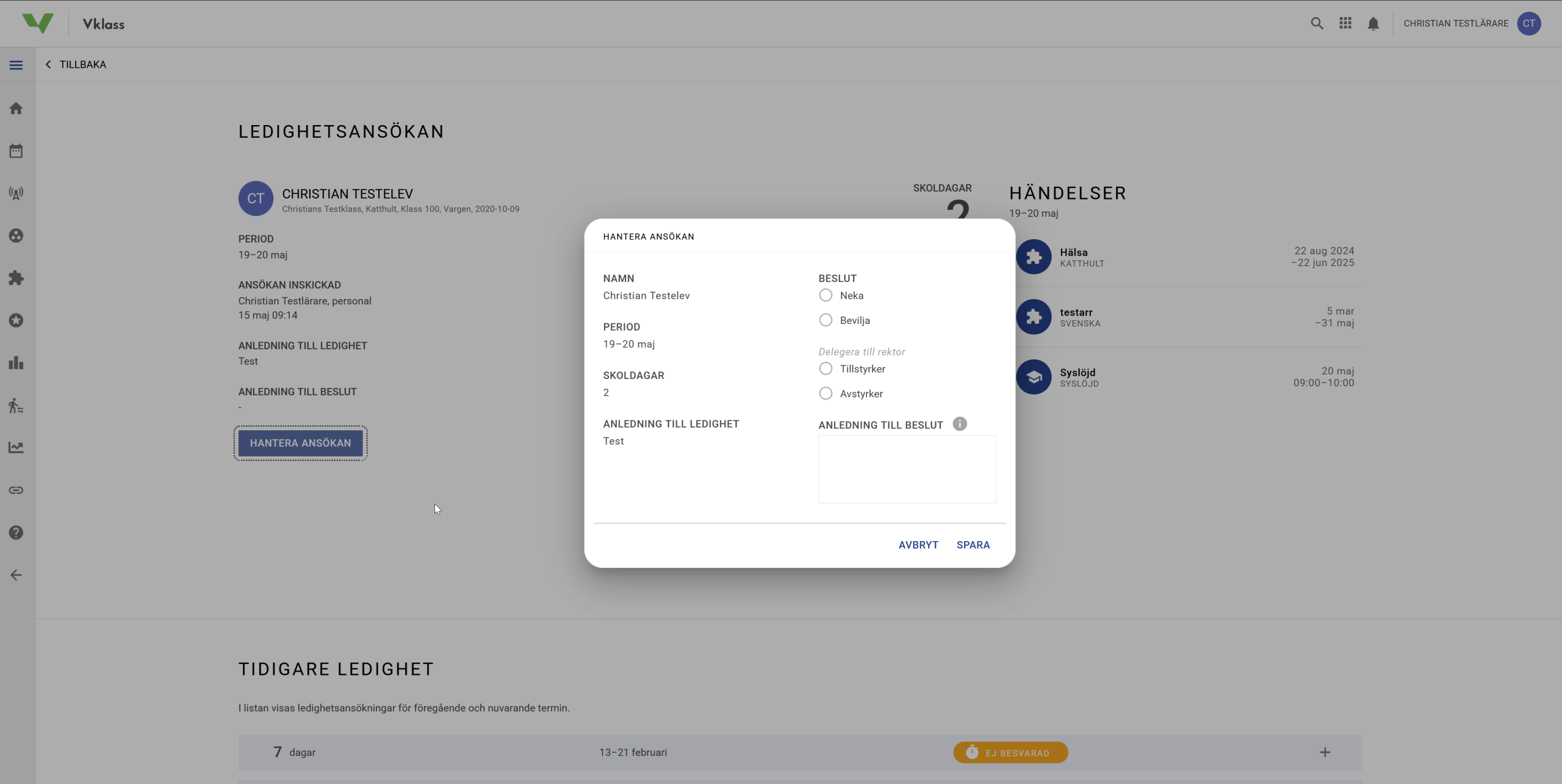 Ledighetsansökan V2 – Vklass kunskapsbank